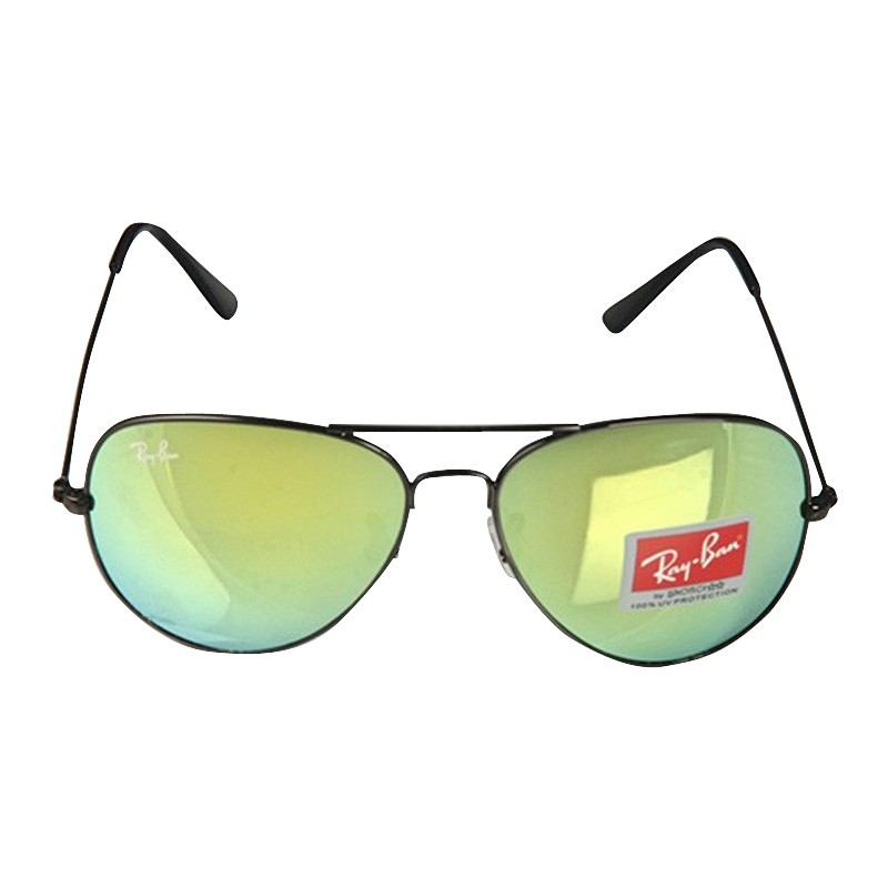 Ray-Ban RB 3026 Lime Mirror Aviator Black Frame Replica Sunglasses ...