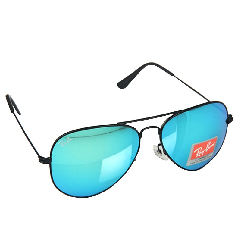Ray-Ban RB 3026 Blue Mirror Aviator Black Frame Replica Sunglasses ...