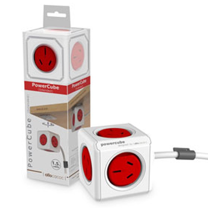 Allocacoc PowerCube with 2 USB & 4 Power Outlets - Red : ShoppersBD