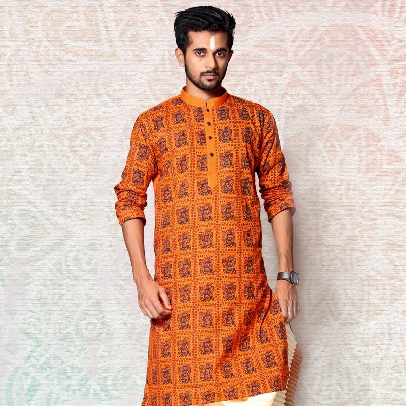 SIMPLE OUTFITS Puja Collection Cotton Print Panjabi SP873 : ShoppersBD