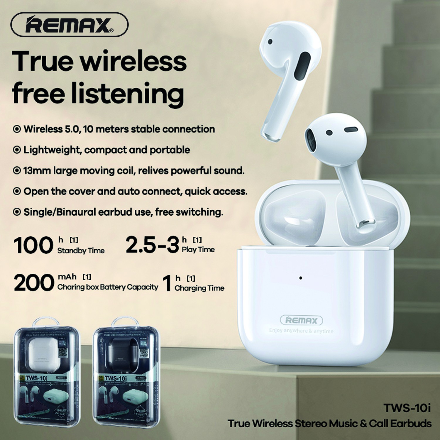 Remax TWS-10i True Wireless Stereo Music Earbuds : ShoppersBD
